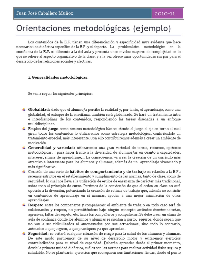 39 - Orientaciones Metodológicas - Ejemplo | PDF | Salón de clases | Aprendizaje