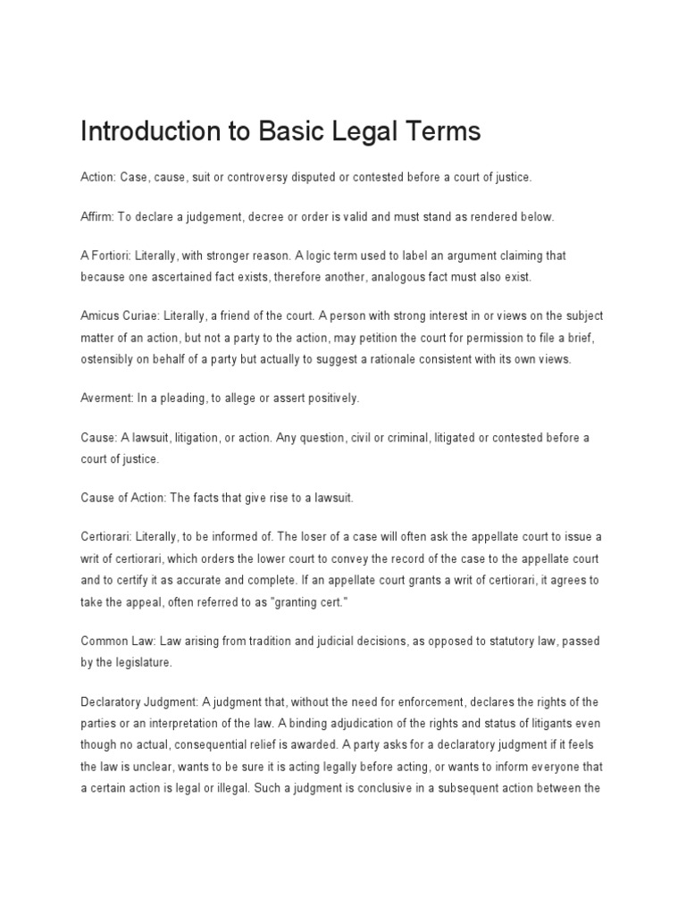 Basic Legal Term | PDF | United States Courts Of Appeals | Lawsuit