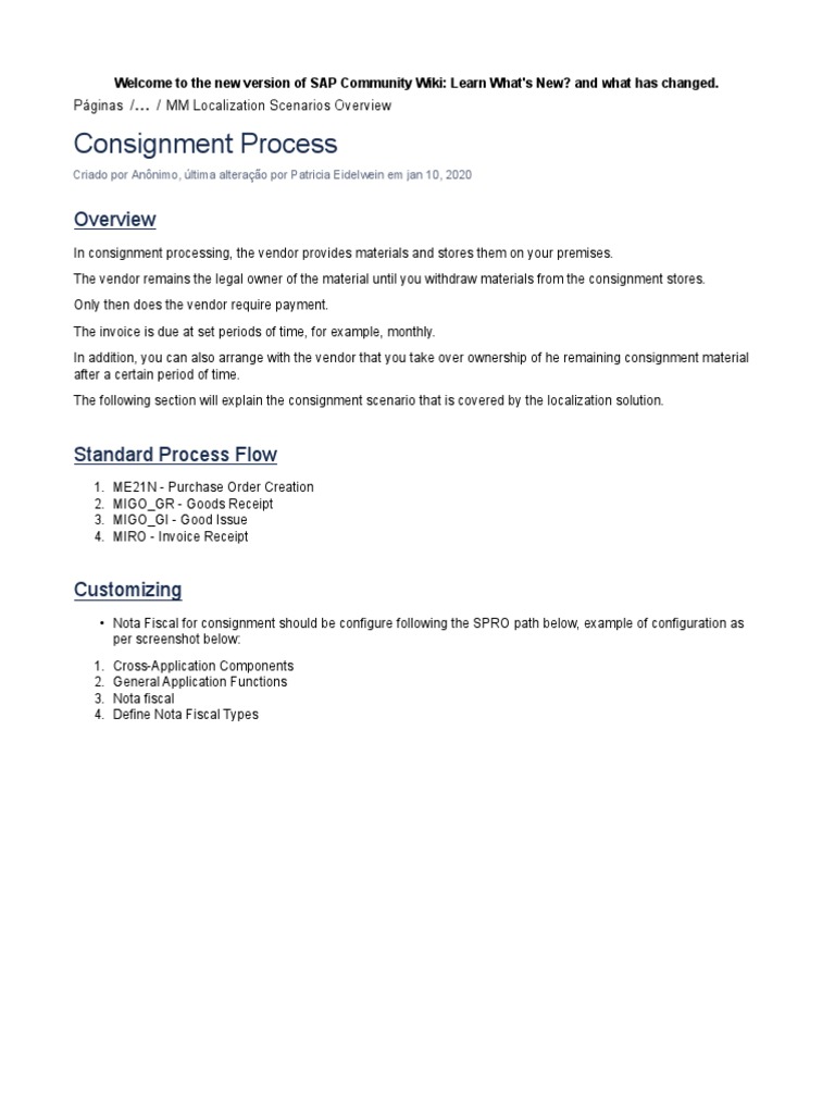 Consignment Process - SAP | PDF | Invoice | Receipt