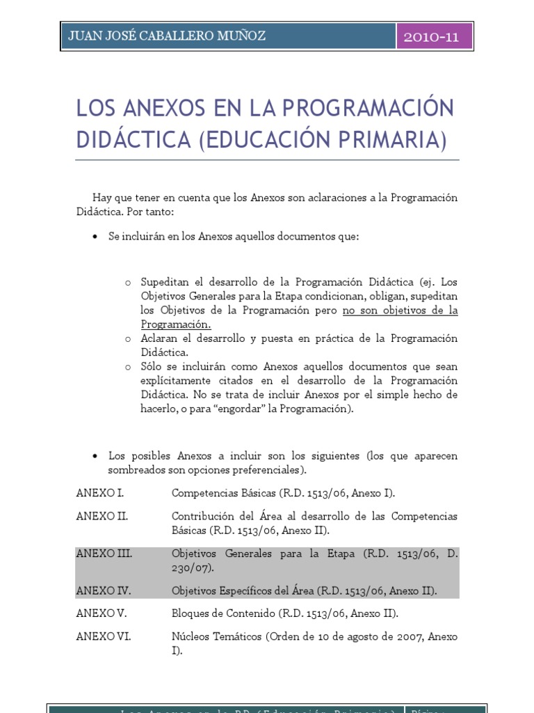 59 - LOS ANEXOS EN LA PROGRAMACIÓN DIDÁCTICA - E. Primaria | PDF | Educación primaria | Evaluación