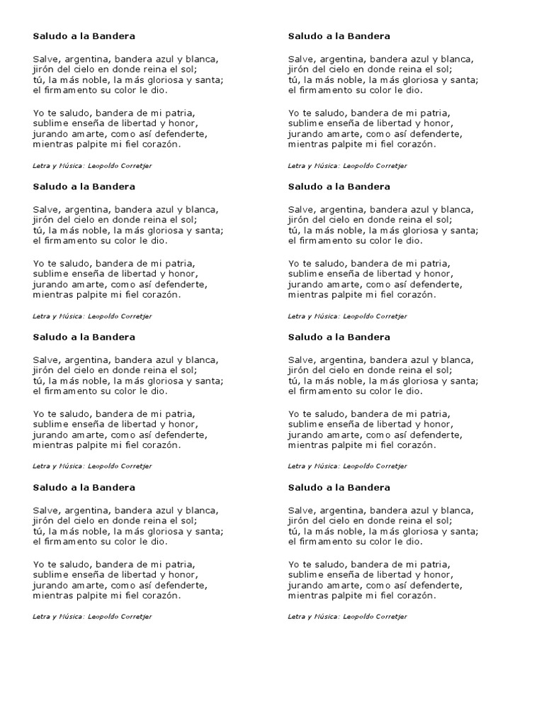 Saludo A La Bandera | PDF | Símbolos nacionales | Bandera