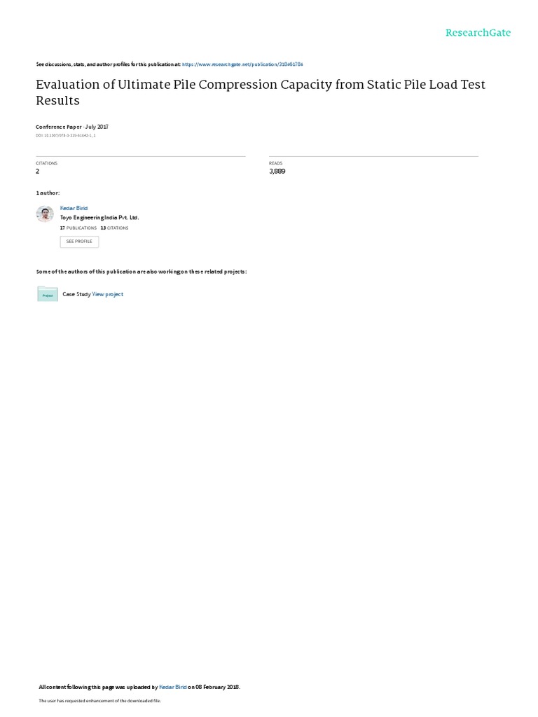 Evaluation of Ultimate Pile Compression Capacity | PDF | Deep ...
