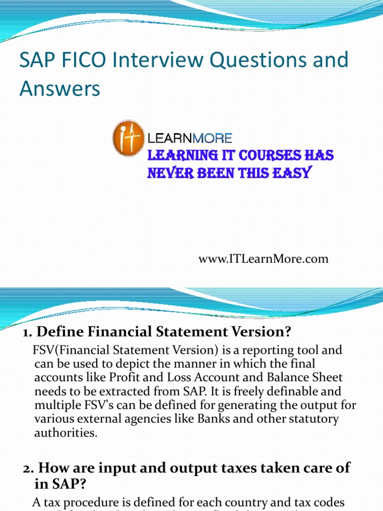 SAP FICO Interview Questions and Answers: Learning IT Courses Has Never ...