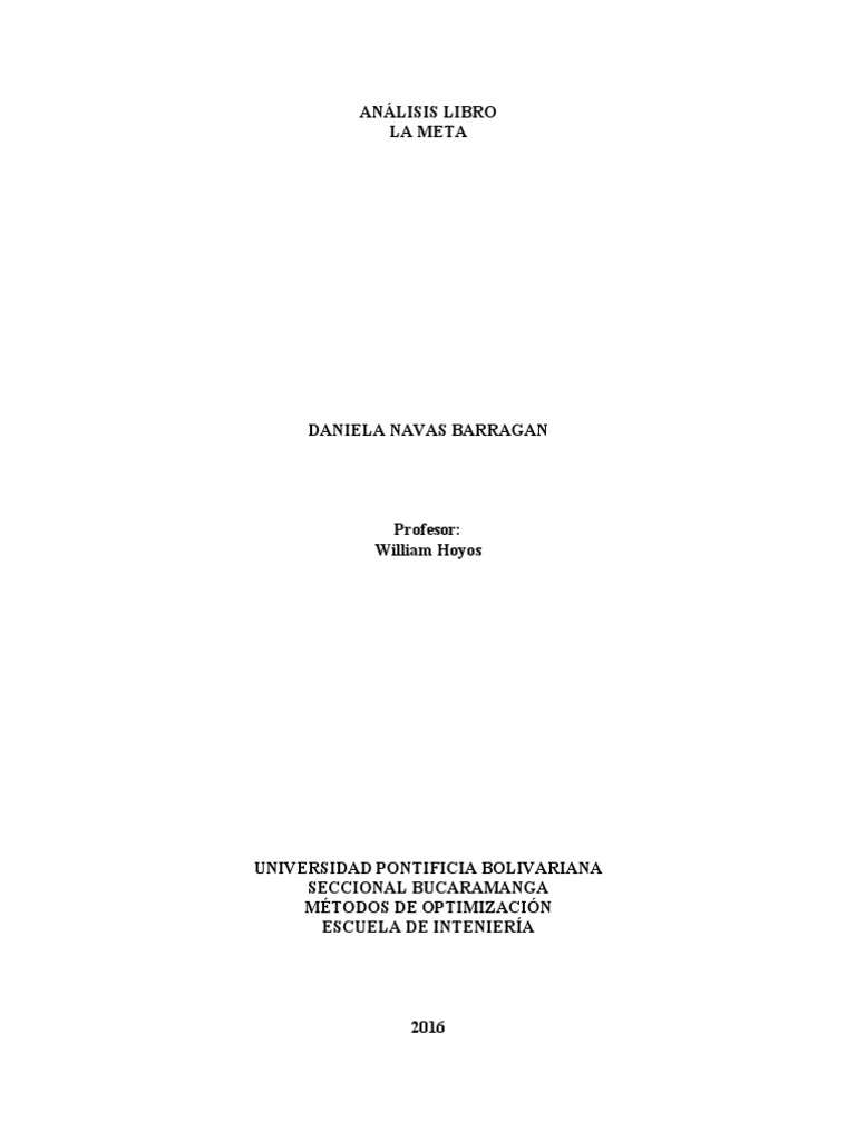 ANALISIS LIBRO La Meta | PDF | Calidad (comercial) | Inventario