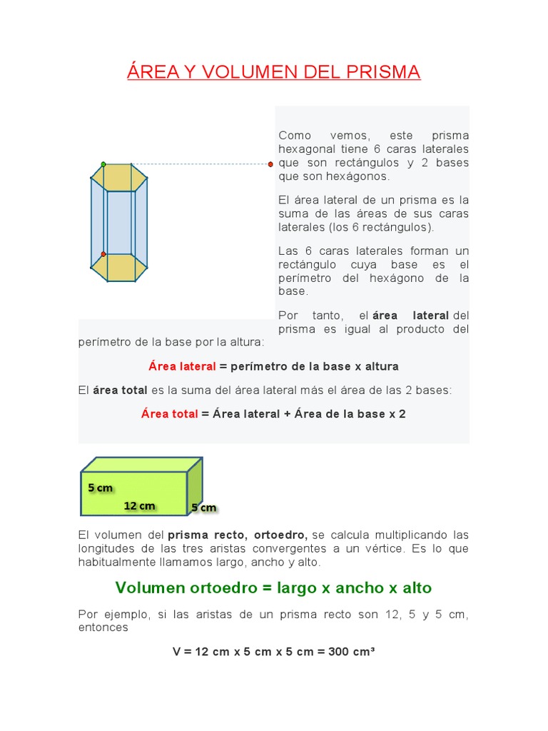 Área y Volumen Del Prisma | PDF | Inferencia | Enseñanza de matemática