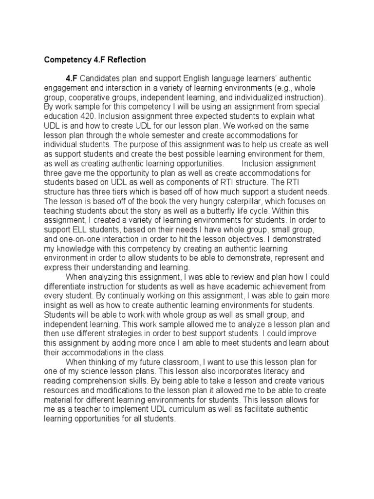 Competency 4 | PDF | Lesson Plan | Inclusion (Education)
