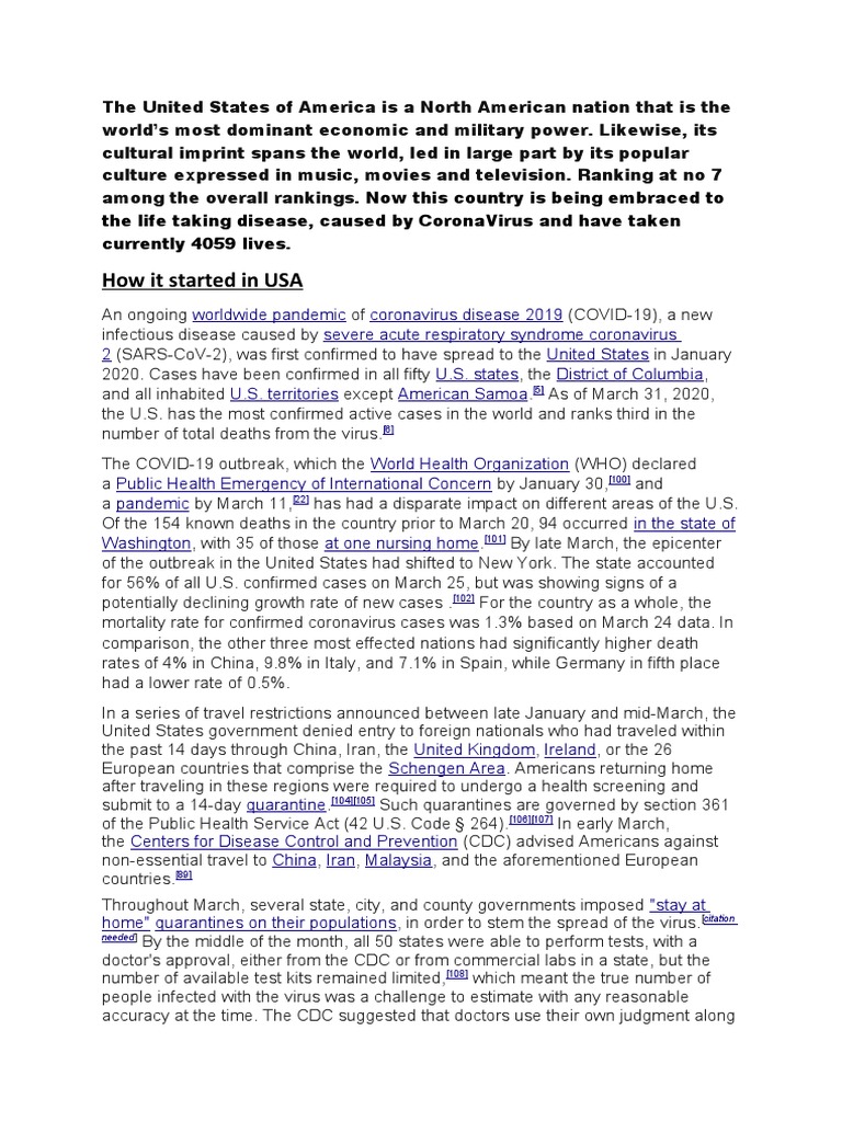 How It Started in USA | PDF | Pandemic | Quarantine