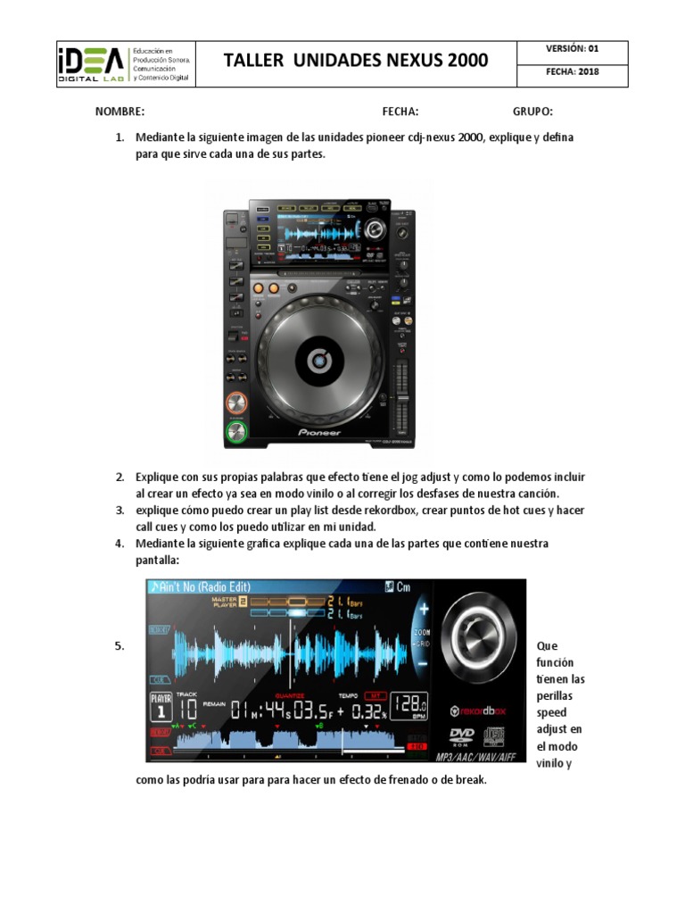 Partes y Funciones del CDJ Nexus 2000 | PDF
