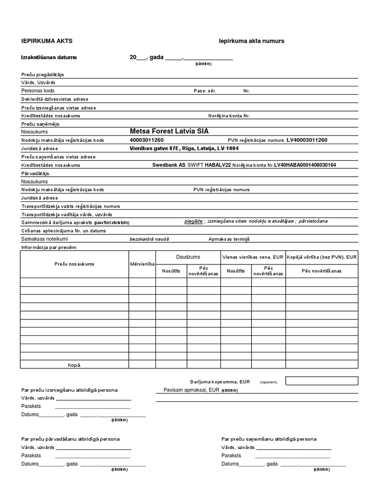 Iepirkuma Akta Paraugs PDF | PDF