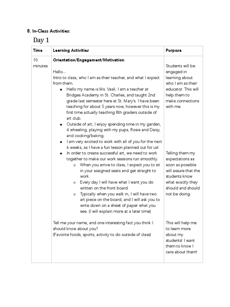 Lesson 1 | PDF | Drawing | Lesson Plan