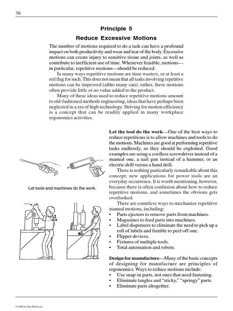 Principle 5 Reduce Excessive Motions: Let The Tool Do The Work-One of ...