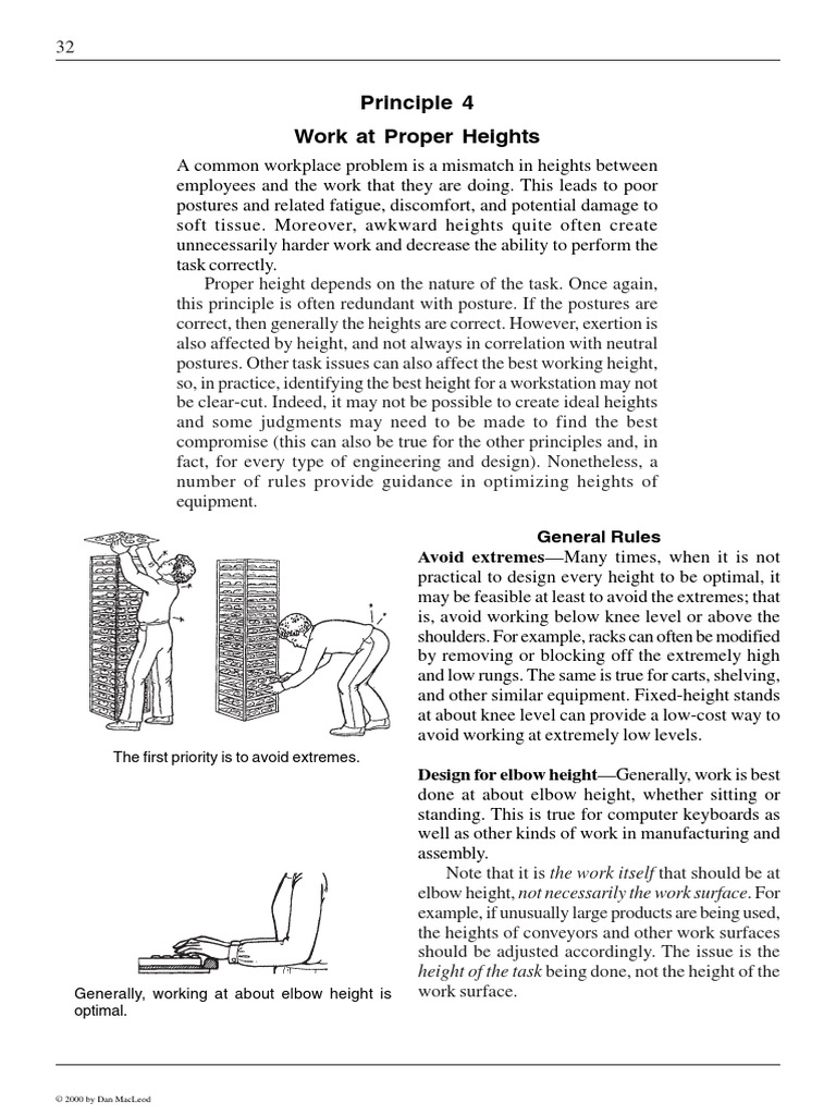Principle 4 Work at Proper Heights: General Rules Avoid Extremes-Many ...