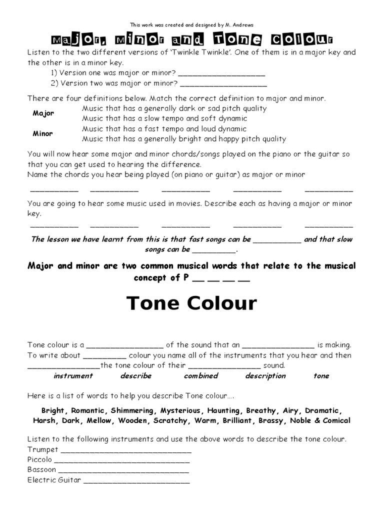 Major, Minor, and Tone Colour in Music | PDF | Pitch (Music ...