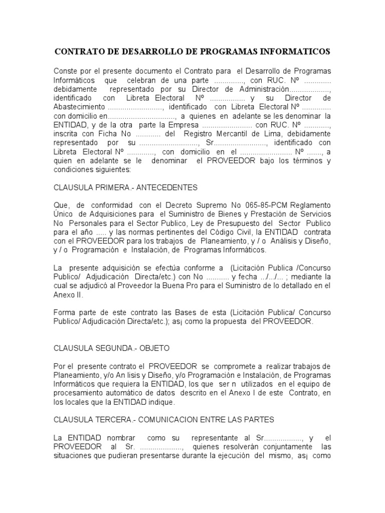Contrato de Desarrollo Programas Informaticos | PDF | Software ...