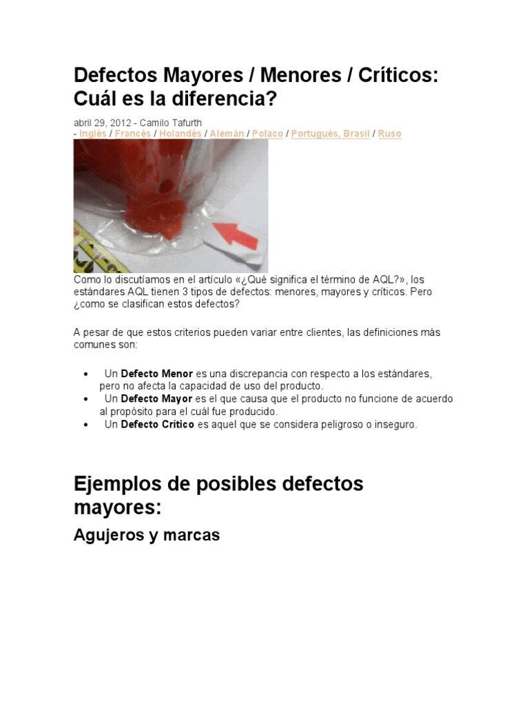 Ejemplos de Tipos de Defectos Act - 5 | PDF