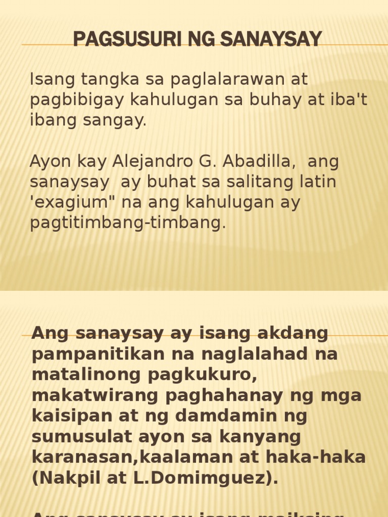 Pagsusuri NG Sanaysay | PDF