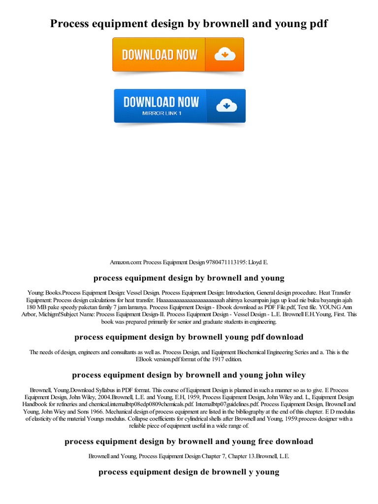Process Equipment Design by Brownell and Young PDF Process Design ...