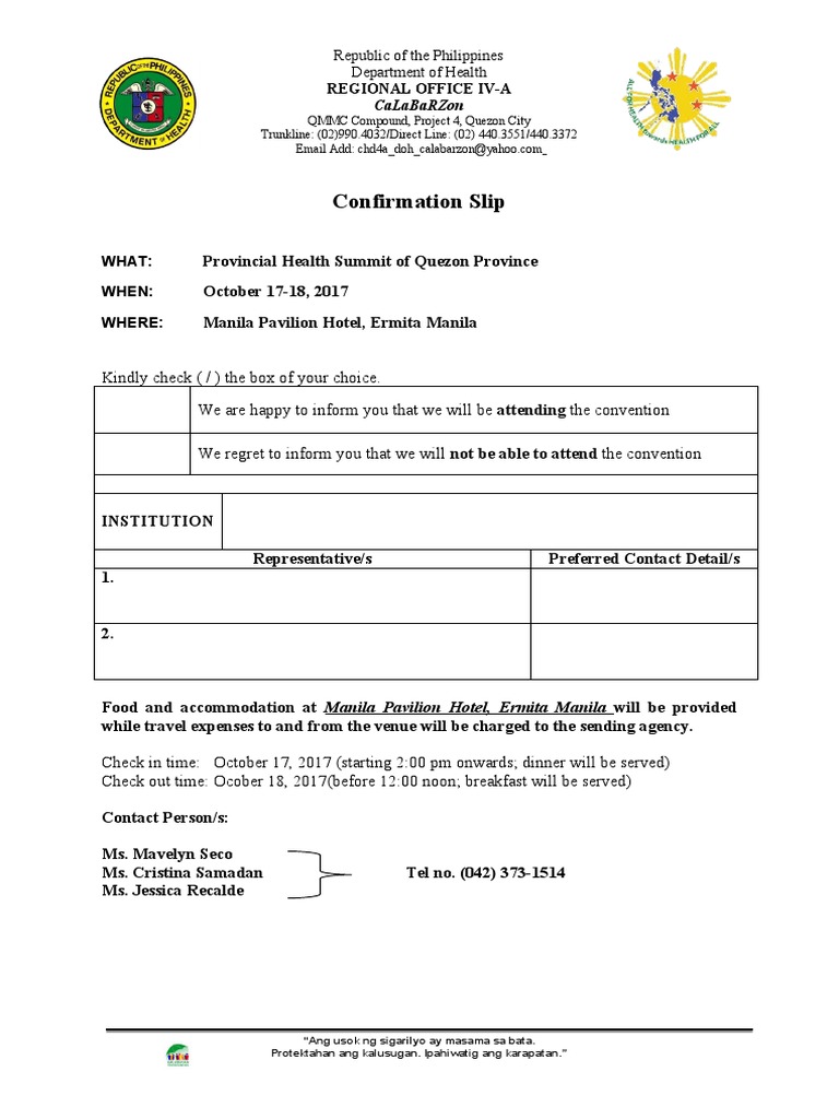 Confirmation Slip | PDF