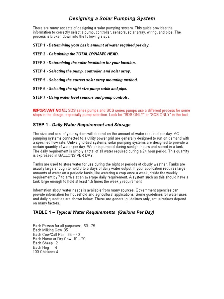 Designing A Solar Pumping System PDF | PDF | Photovoltaic System | Pump