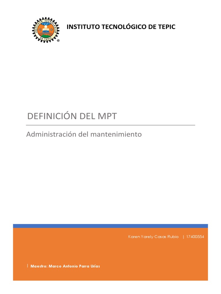Definición Del MPT: Instituto Tecnológico de Tepic | PDF | Economias ...
