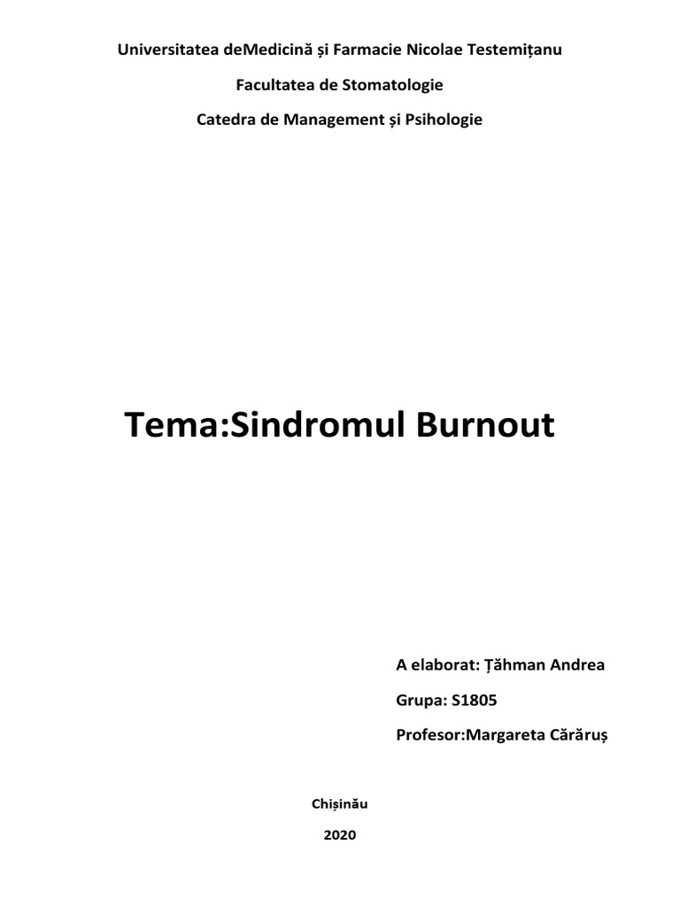 Psihologie - Sindr Burnout-S1805 | PDF