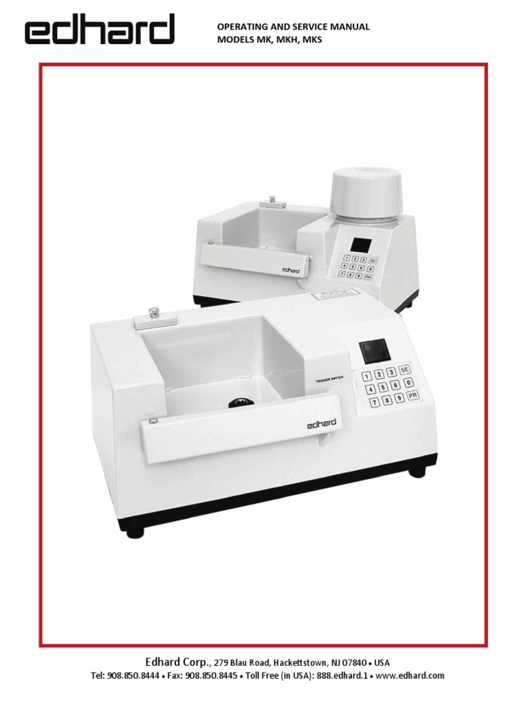 Edhard OPERATING AND SERVICE MANUAL MODELS MK, MKH, MKS 6275635 | PDF ...