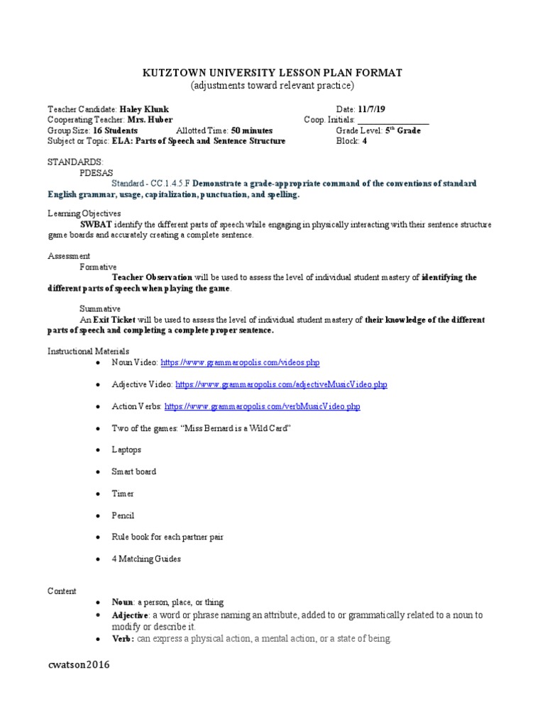 (Adjustments Toward Relevant Practice) : Kutztown University Lesson ...