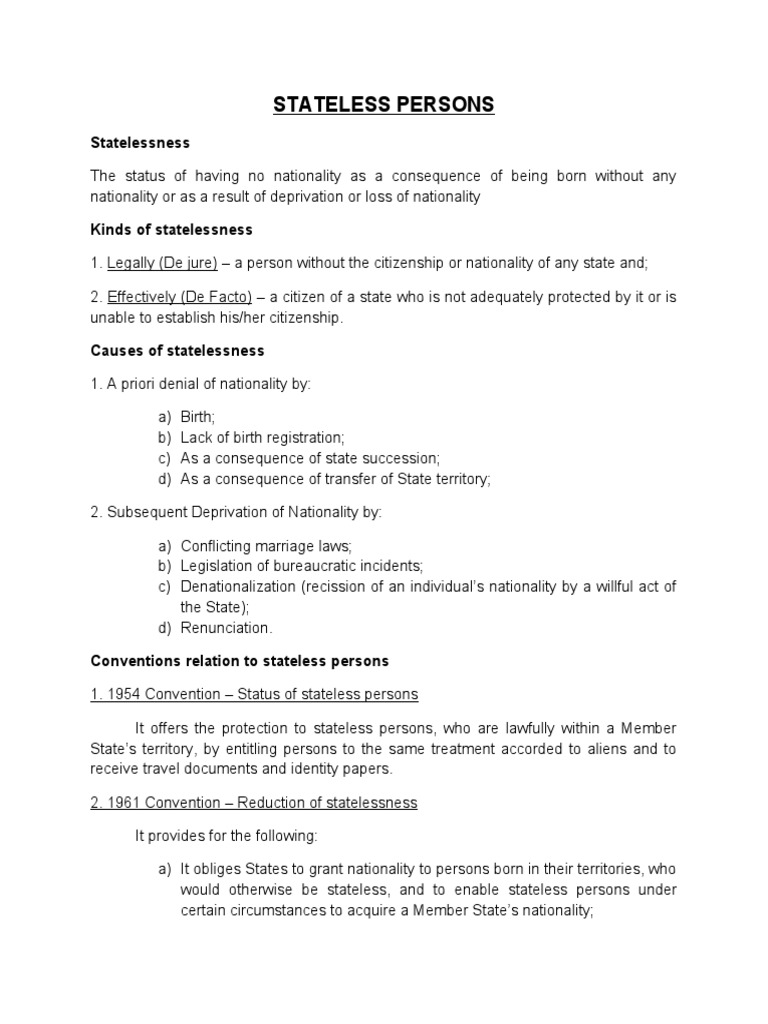 Stateless Persons: Statelessness | PDF | Nationality | Citizenship
