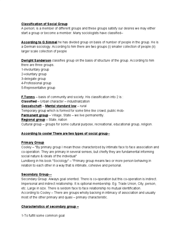 Classification of Social Group | PDF