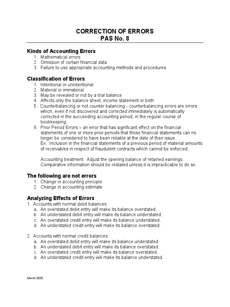 Correction of Errors - Notes | PDF