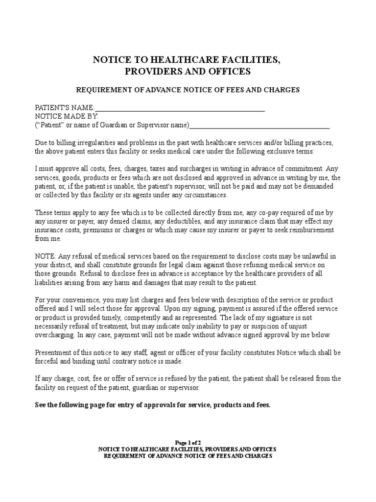 Notice To Healthcare Facilities, Providers and Offices: Requirement of ...