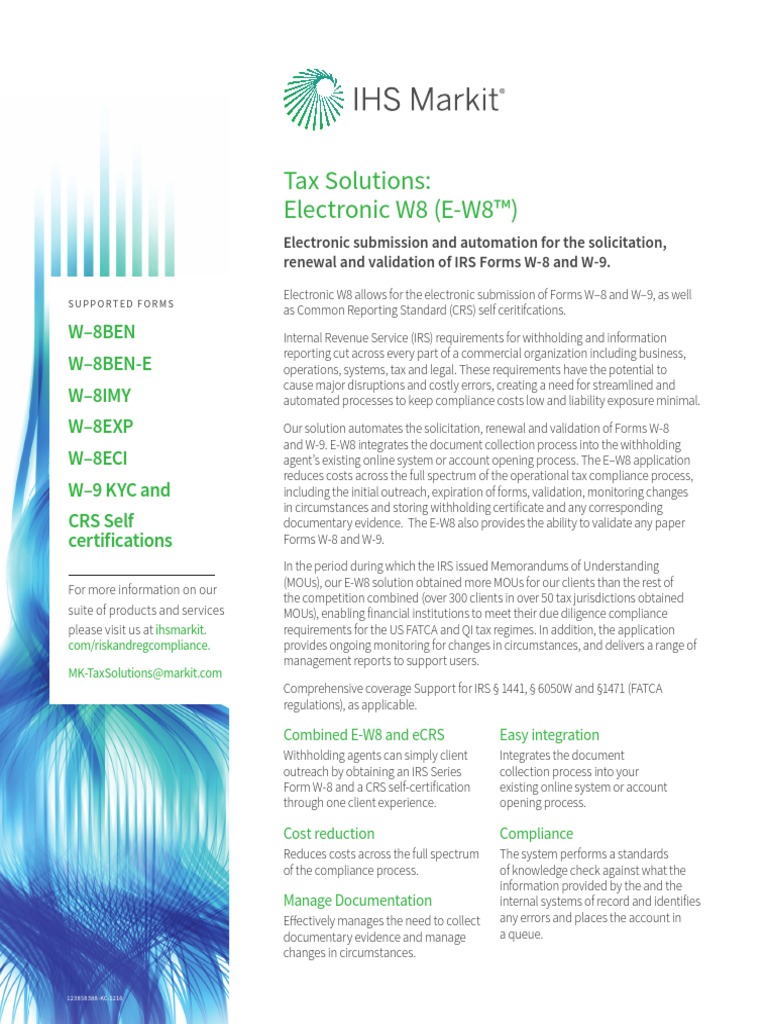 Electronic W8 (E-W8) Factsheet | Download Free PDF | Irs Tax Forms ...