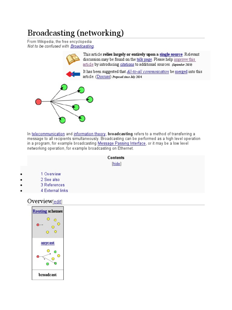Broadcasting (Networking) : Single Source | PDF | Computer Standards ...