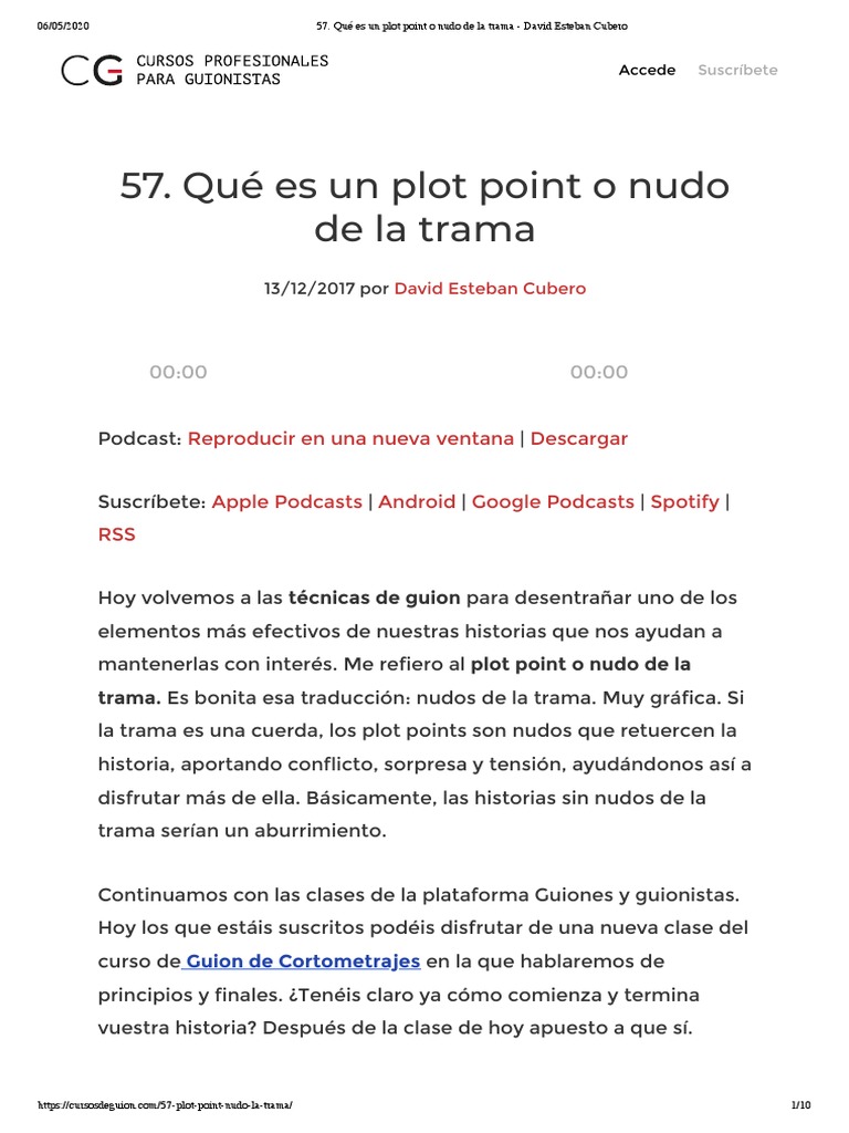 Qué Es Un Plot Point o Nudo de La Trama - David Esteban Cubero | PDF ...