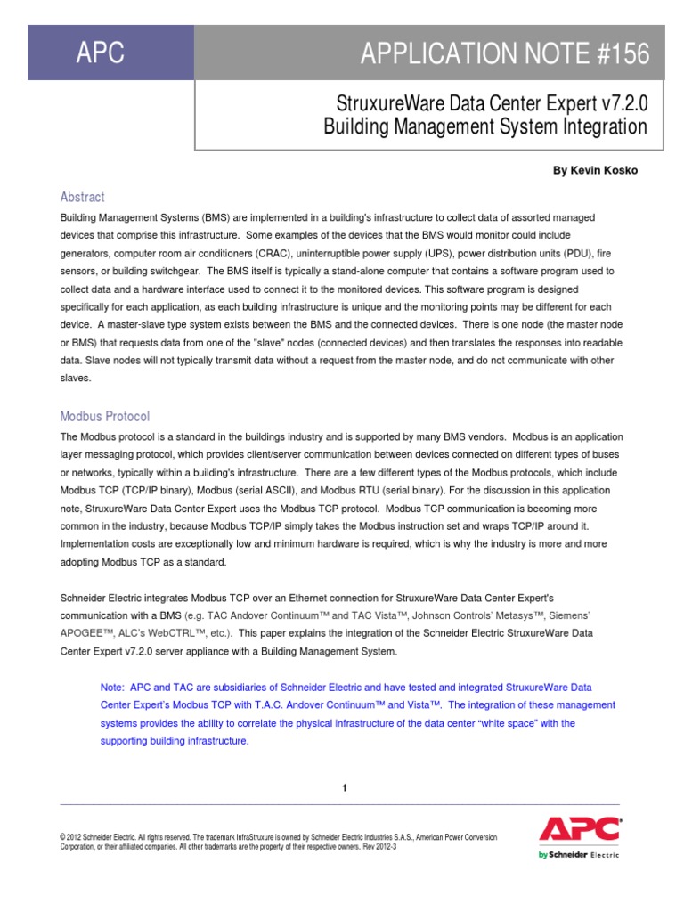 Apc Application Note #156: Struxureware Data Center Expert V7.2.0 ...