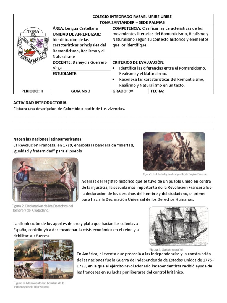 Guia 3 Literatura Del Romanticismo, Realismo y Naturalismo | PDF ...