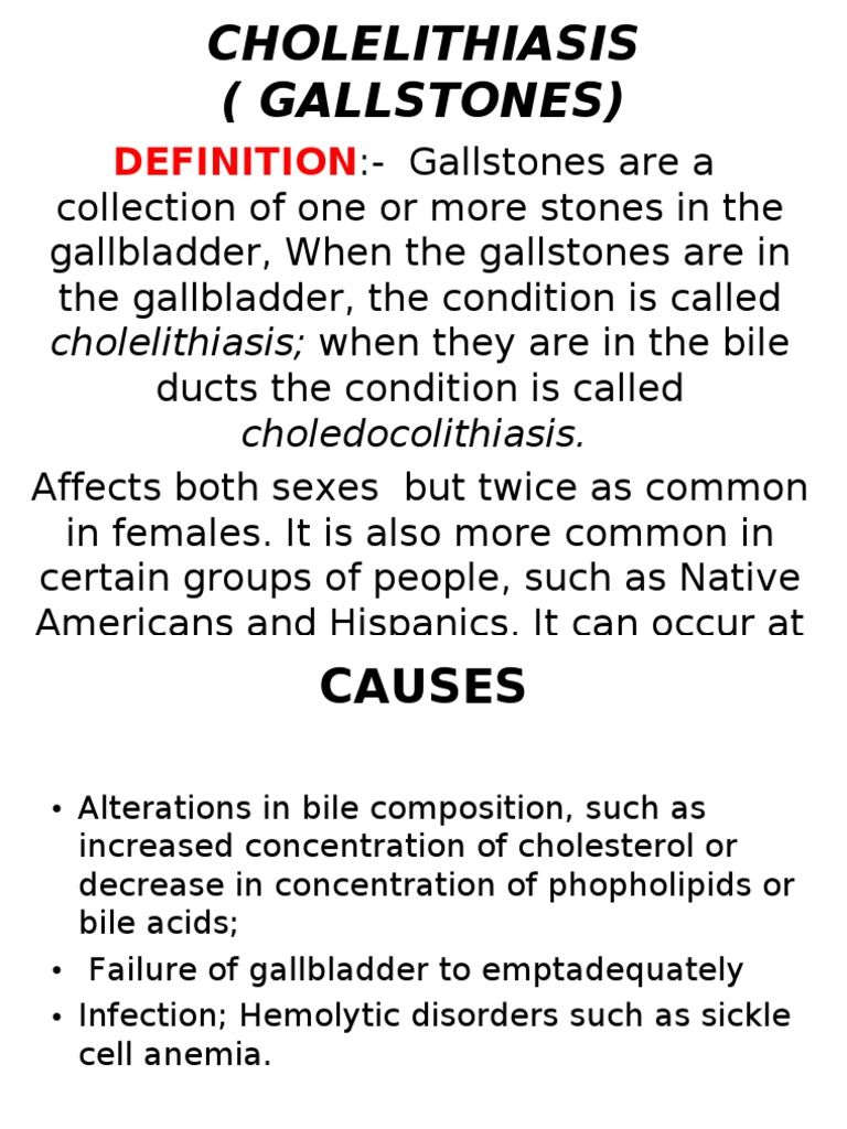 CHOLELITHIASIS | PDF | Epidemiology | Medical Specialties