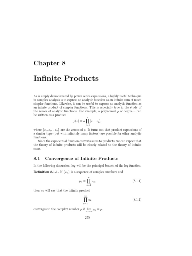 8.1 Convergence of Infinite Products | PDF | Series (Mathematics) | Integer