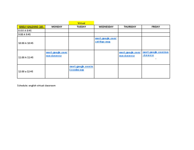 Schedule Tenth Grade | PDF