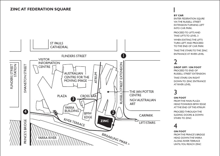 Zinc Location Guide at Fed Square | PDF | Buildings And Structures