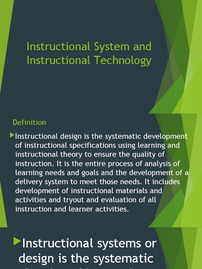 Instructional System and Instructional Technology | PDF | Instructional ...