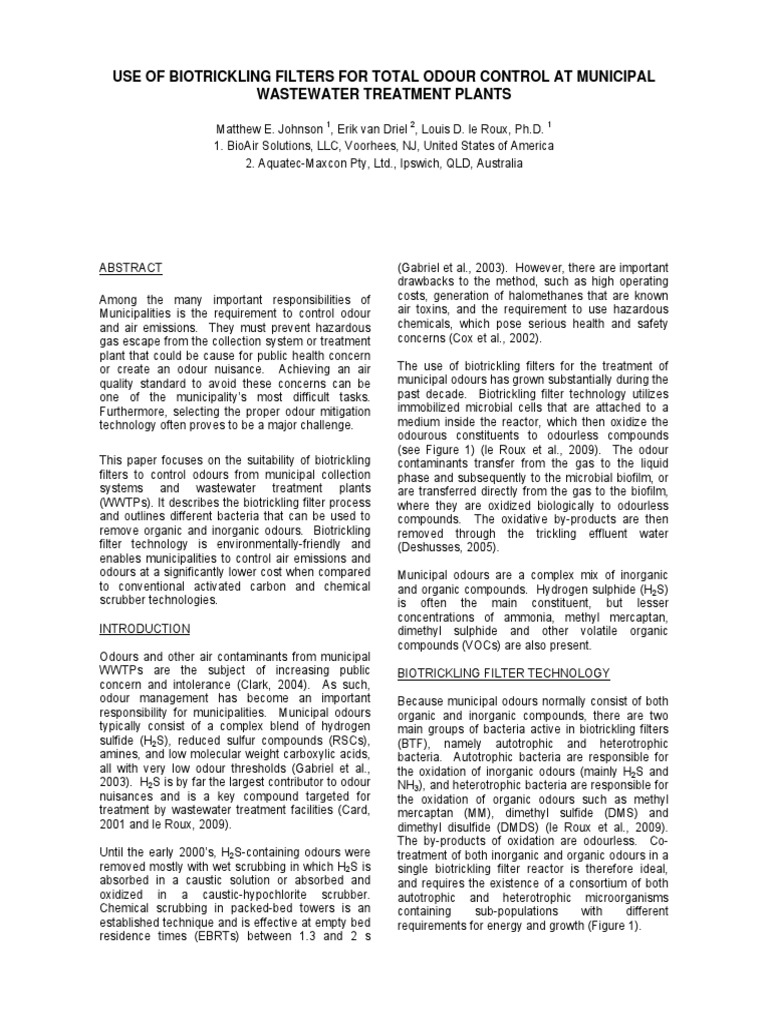 Biotrickling Filter | PDF | Sewage Treatment | Sulfide