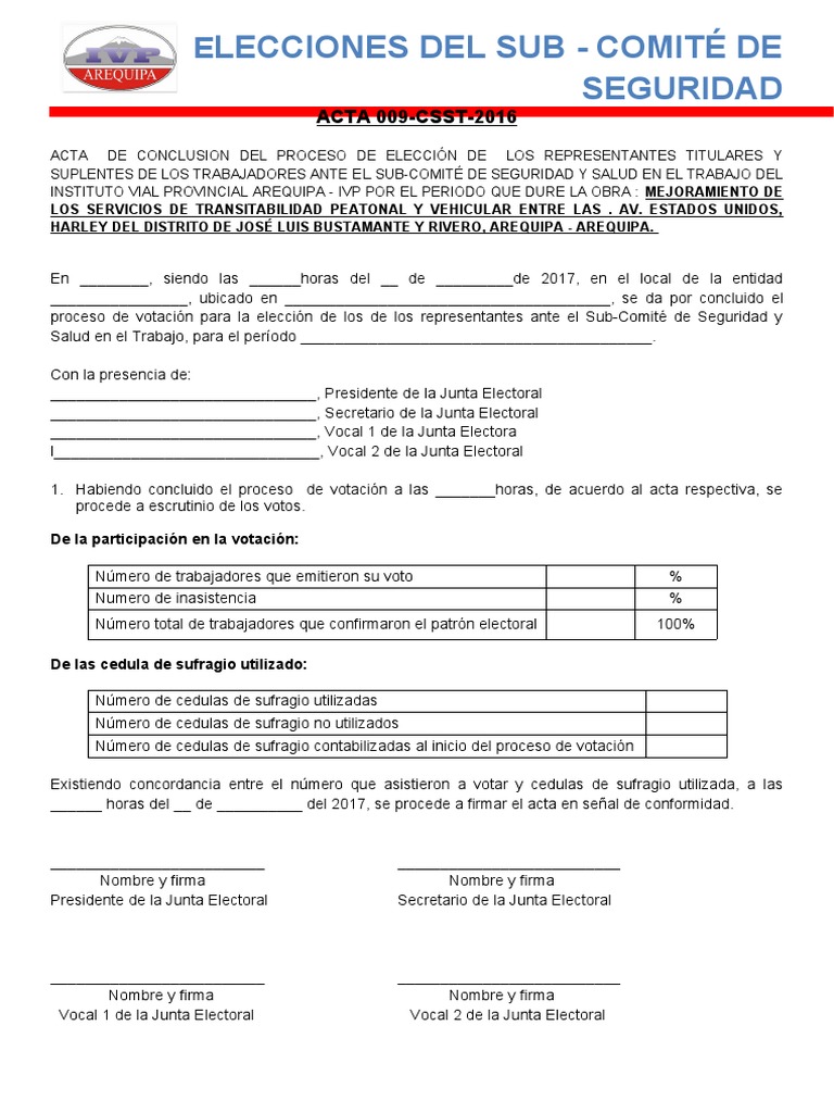 Formato 009-Csst-Ivp-2017. | PDF | Votación | Elecciones