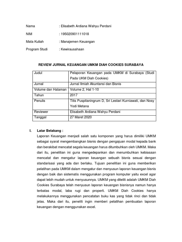 Review Umkm Diah Cookies | PDF