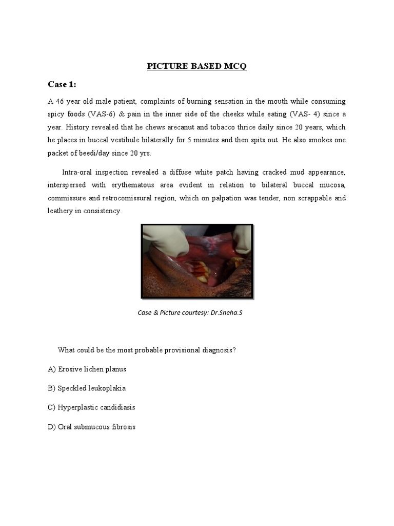 Picture Based MCQ Case 1 | PDF