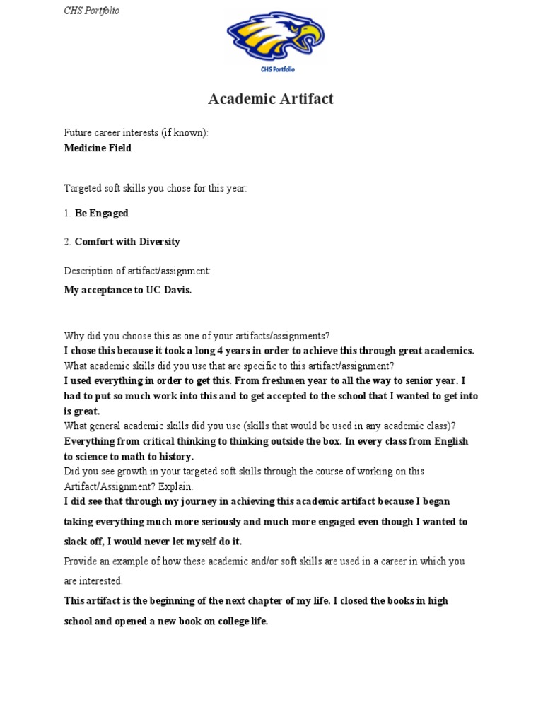 Academic Artifact Form 1 | PDF