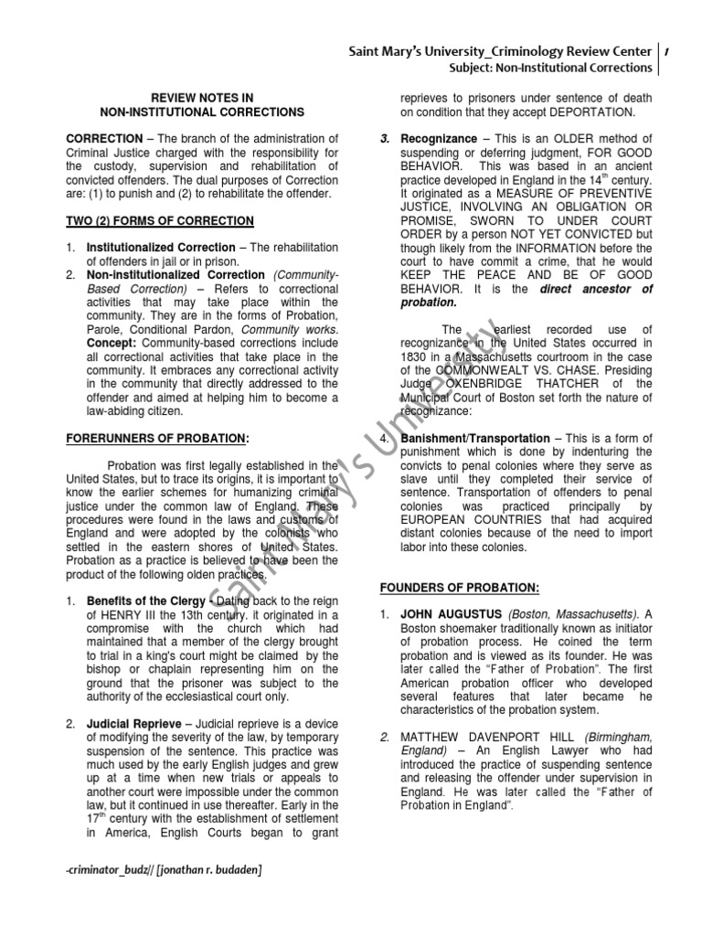 History and Foundations of Probation | PDF | Probation | Parole