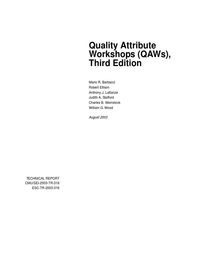 Quality Attribute Workshops (Qaws), Third Edition | PDF | Software ...