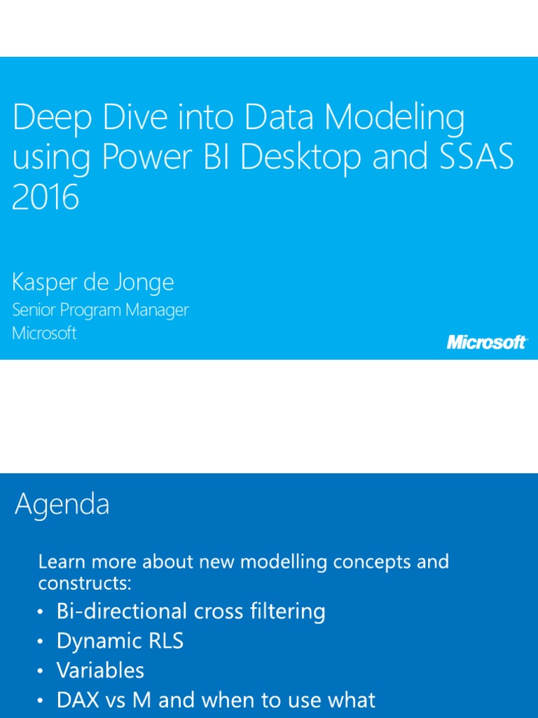 Deep Dive On Modelling in Power BI and SSAS 2016 Kasper de Jonge | PDF ...