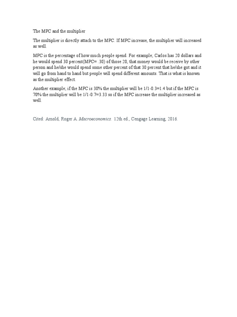 The MPC and The Multiplier | PDF